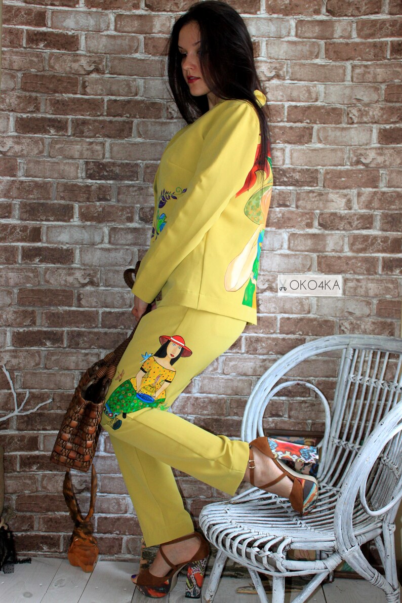 Stylish Set Art Costume With Hand Painted Jacket With a | Etsy