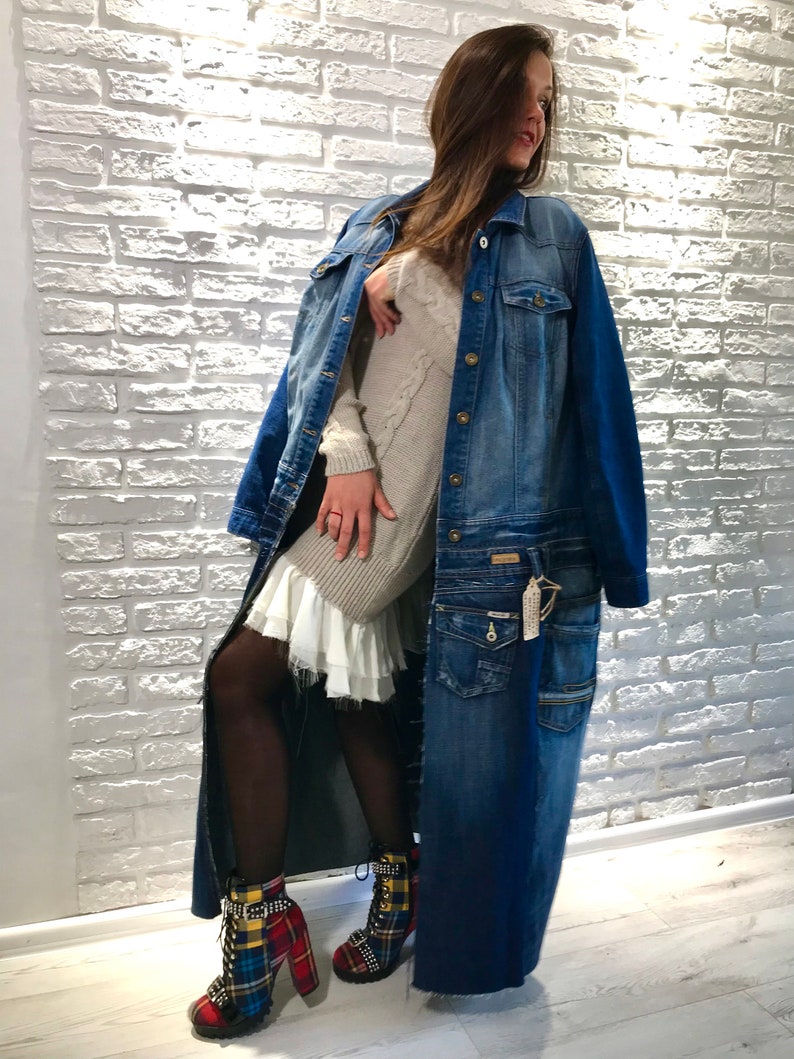Upcycled Coat Women's Coat Recucled Denim Coat Upcycled - Etsy