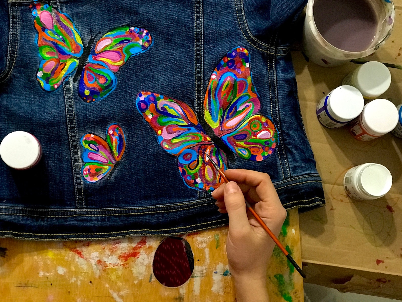Handpainted Denim Jacket Painting Jacket With Art Work on Art on Denim ...