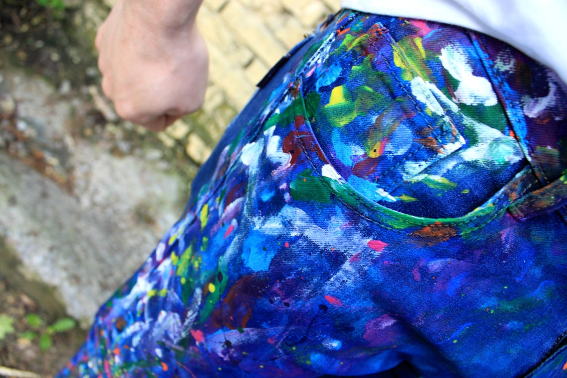 Men's Jeans Gift for Him Spray Paint Paint Splatter Jeans - Etsy