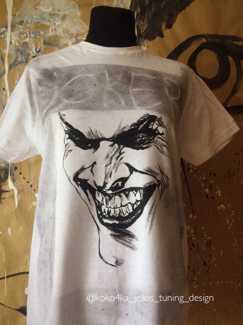 Hand-painted Tshirts Joker T-shirt Mans T-shirt Custom Tshirt Unique T ...