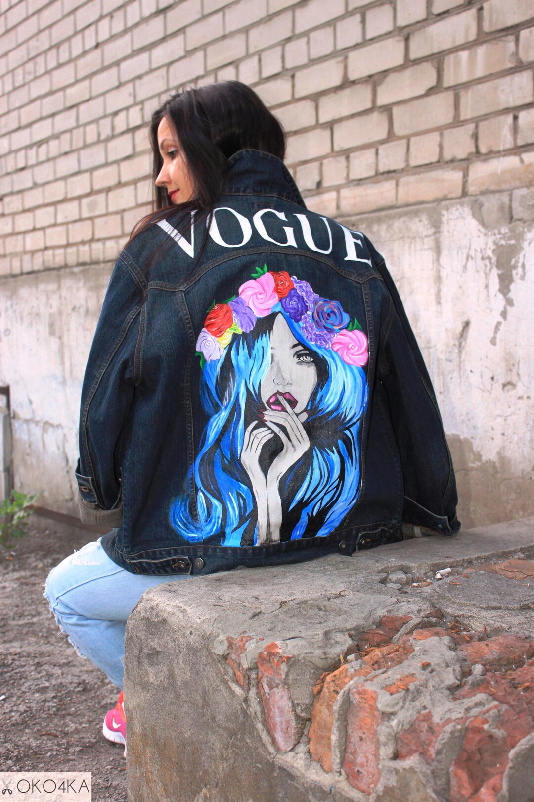 Hand Painted Denim Jacket With Painting Jacket With Art Work on Art on ...