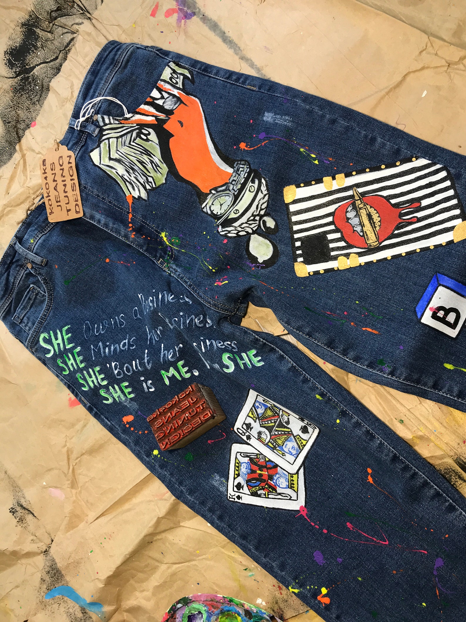 T-shirt Graffiti T-shirt Pattern Shredded T-shirt Tunic Top Upcycled ...