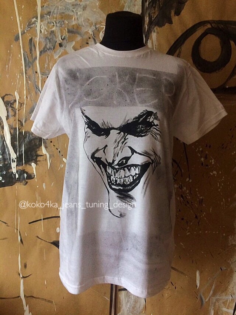 Hand-painted Tshirts Joker T-shirt Mans T-shirt Custom Tshirt Unique T ...