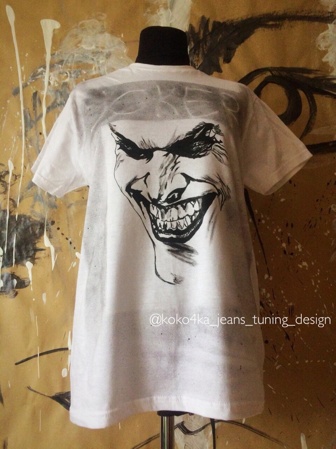 Hand-painted Tshirts Joker T-shirt Mans T-shirt Custom Tshirt Unique T ...