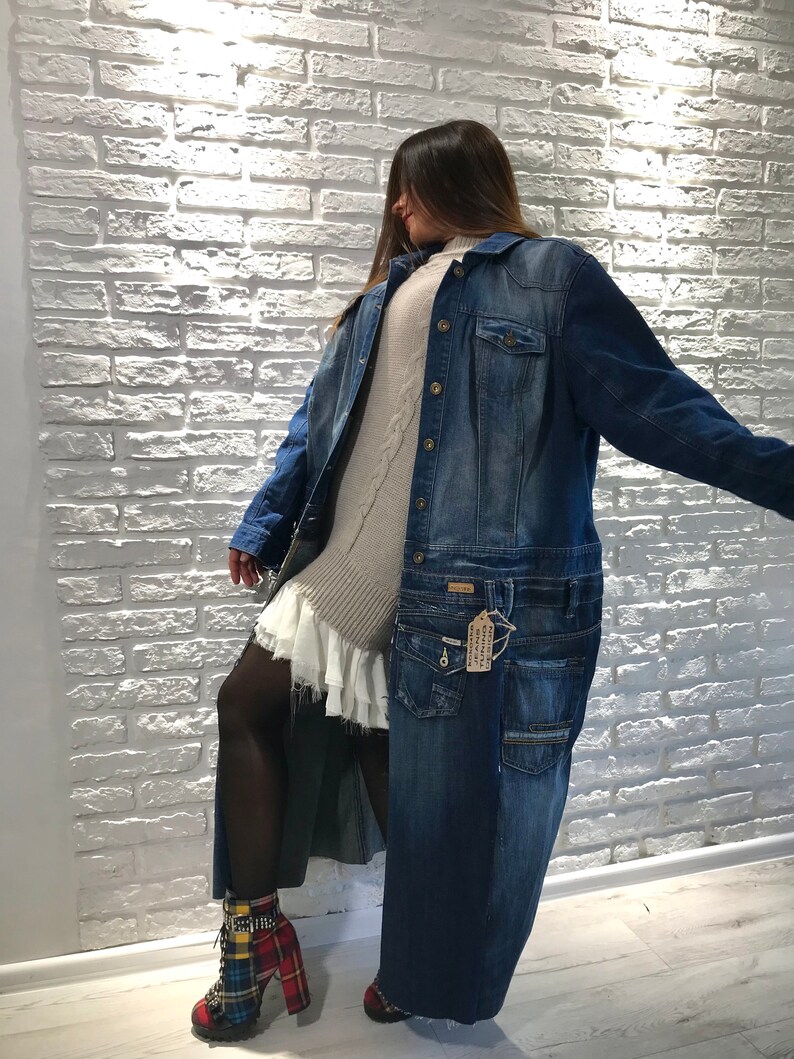 Upcycled Coat Women's Coat Recucled Denim Coat Upcycled - Etsy