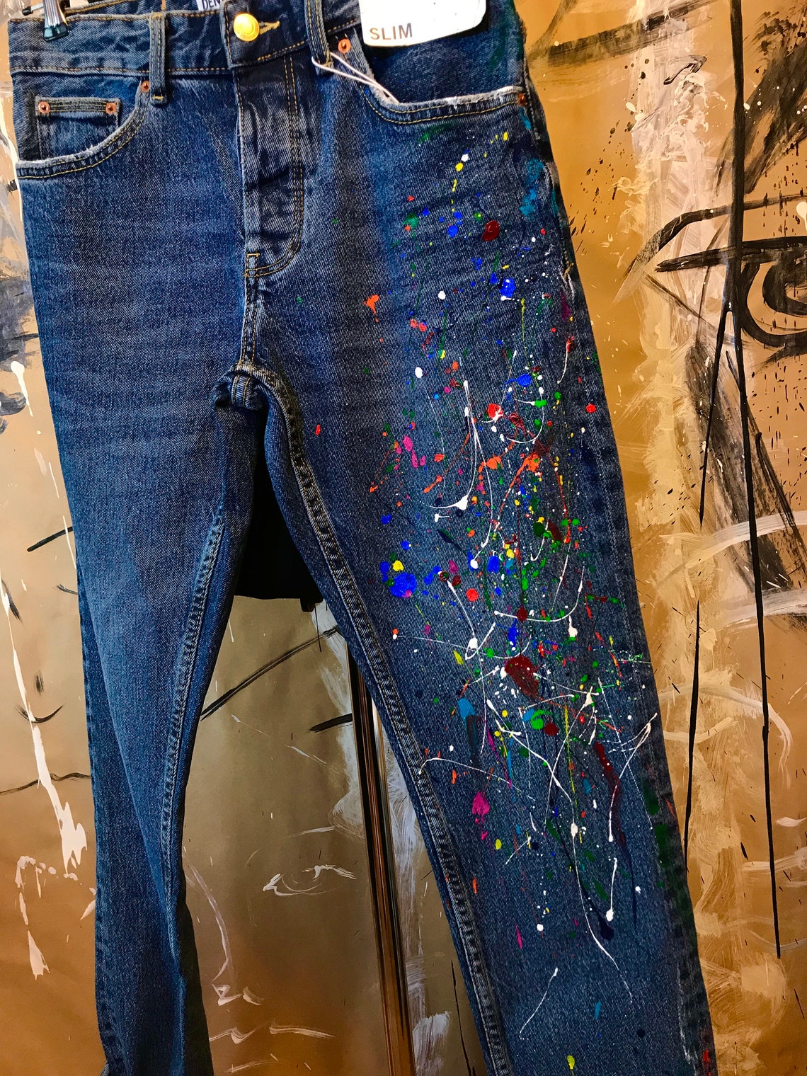 Paint Splatter Jeans Spray Paint Clothing Blots Jeans Spray Paint Paint ...