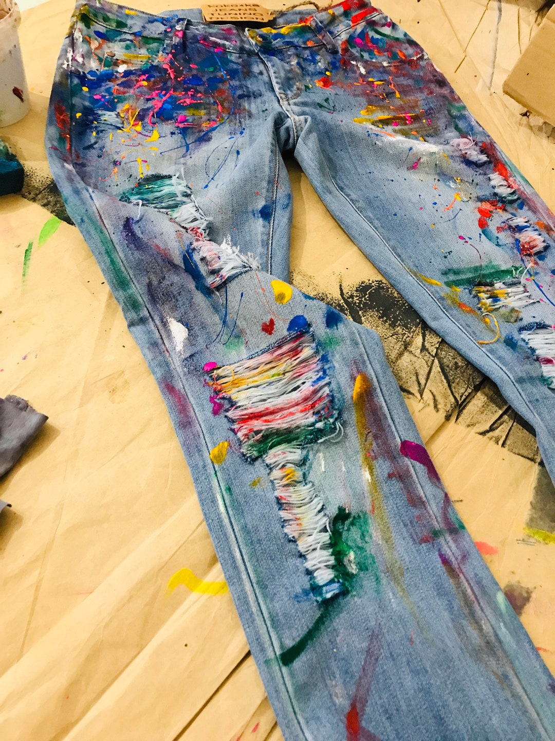 Paint Splatter Jeans Spray Paint Clothing Blots Jeans Spray - Etsy