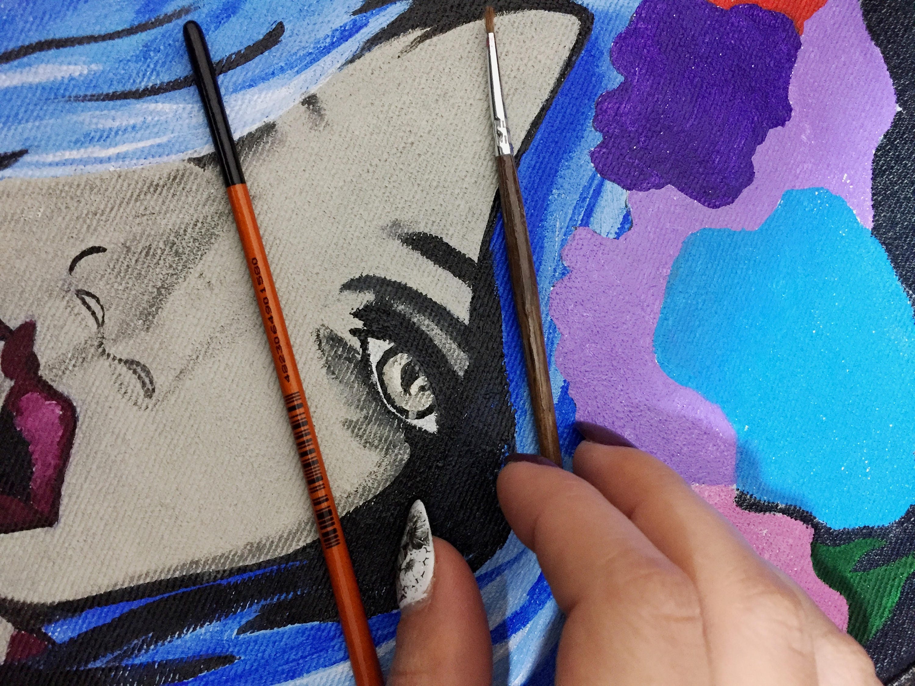 Hand Painted Denim Jacket With Painting Jacket With Art Work on Art on ...