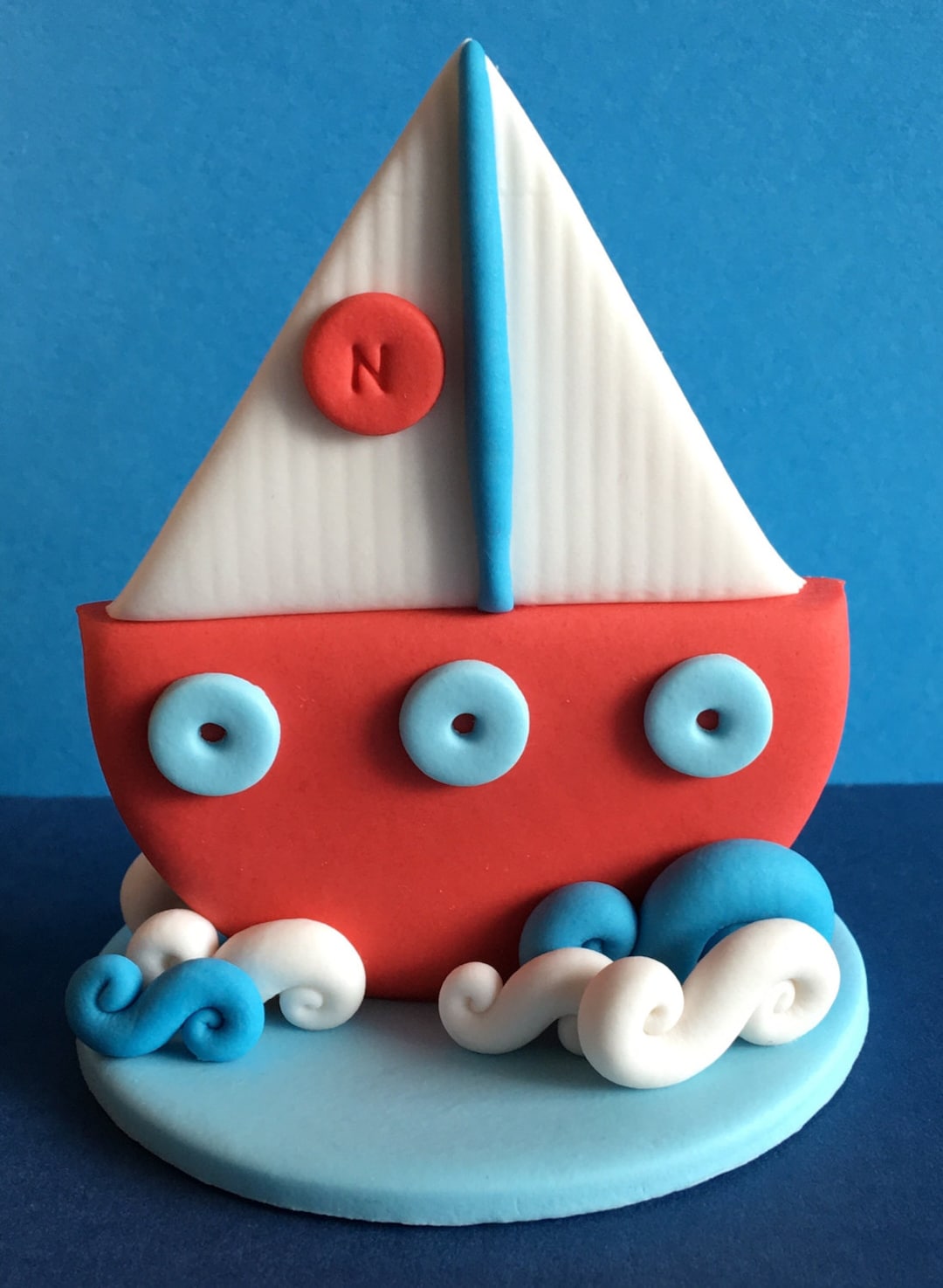 Fondant 3d Fondant Sailing Boat Cake Topper Suits Nautical Birthday