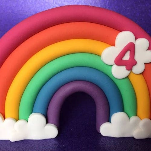 Rainbow Fondant Cake Topper - Etsy