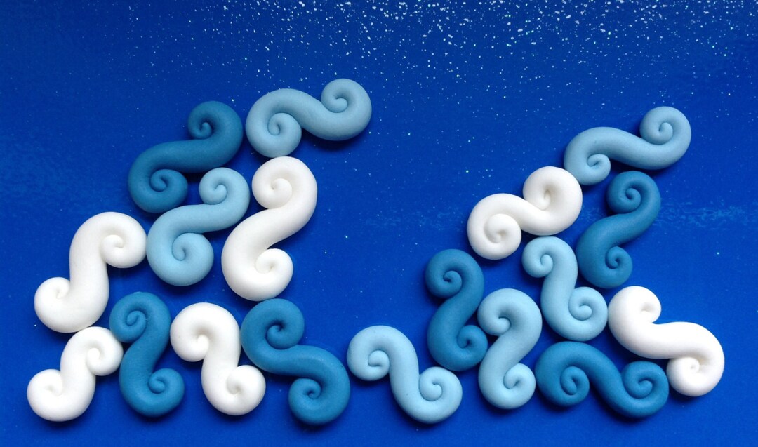 24 Fondant WAVES Cake Toppers. Suits Nautical or Beach Theme Party ...