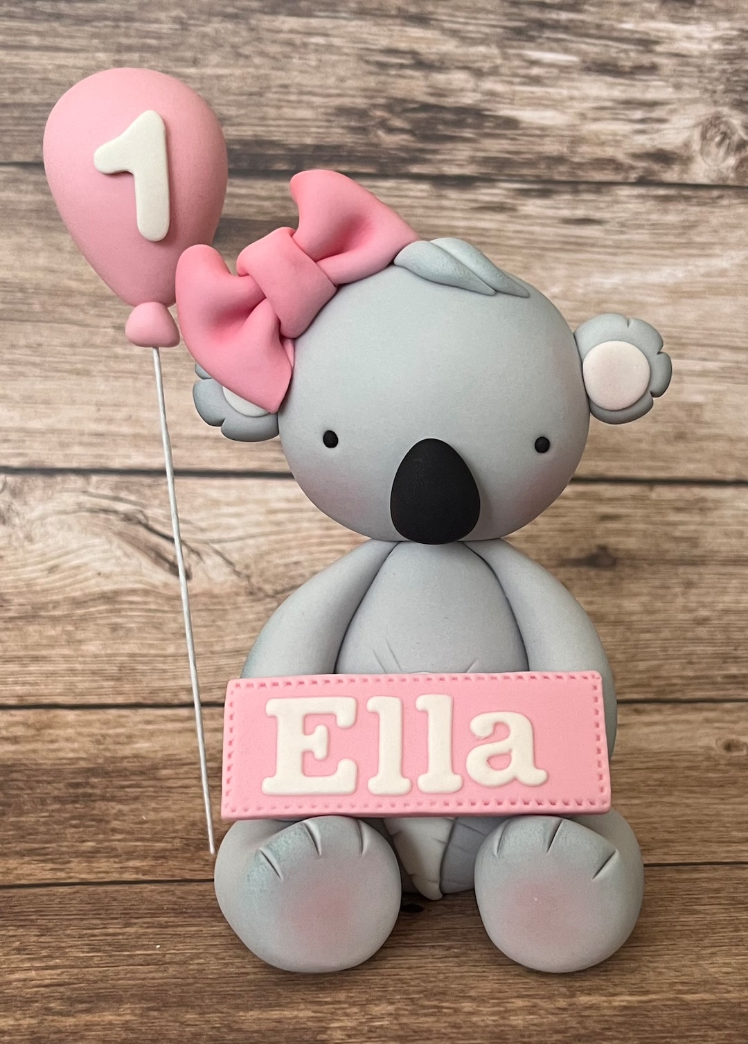 Fondant Koala Cake Topper With Ballon and Name Plaque. Suits Baby ...