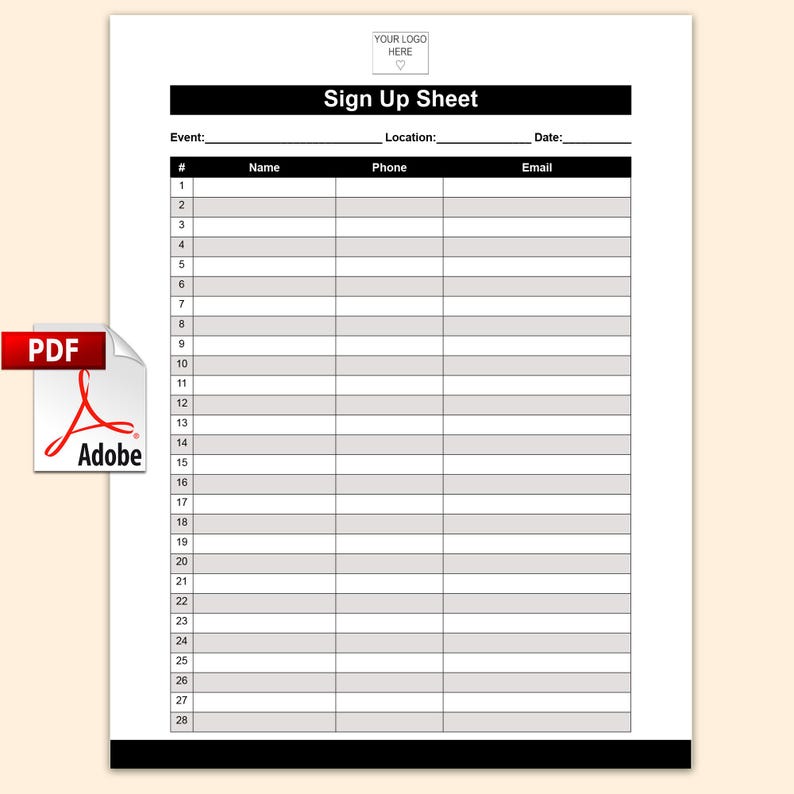 5 Sign up Sheet, Attandance Sheet Templates, PDF Acrobat Document ...