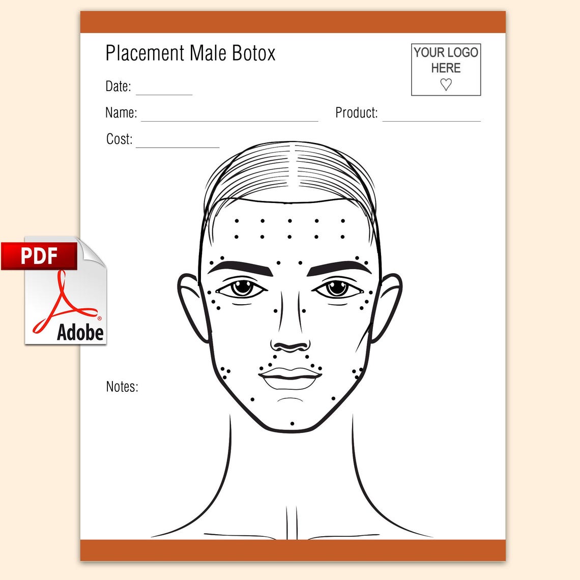 Placement Male Botox Template PDF Document, Small Business Fillable ...