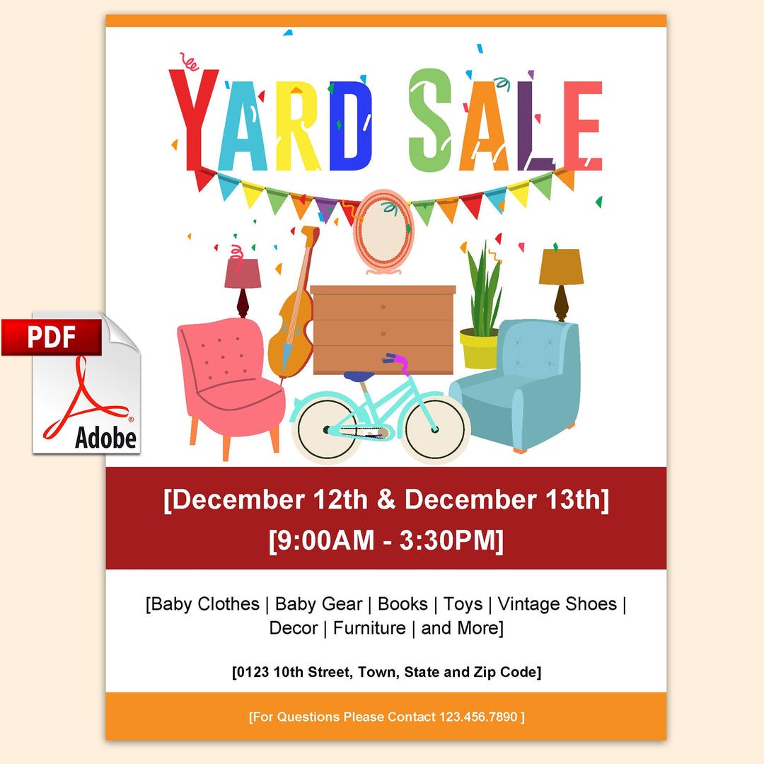 Digital Yard Sale Poster Where You Can Personalized Month, Date ...