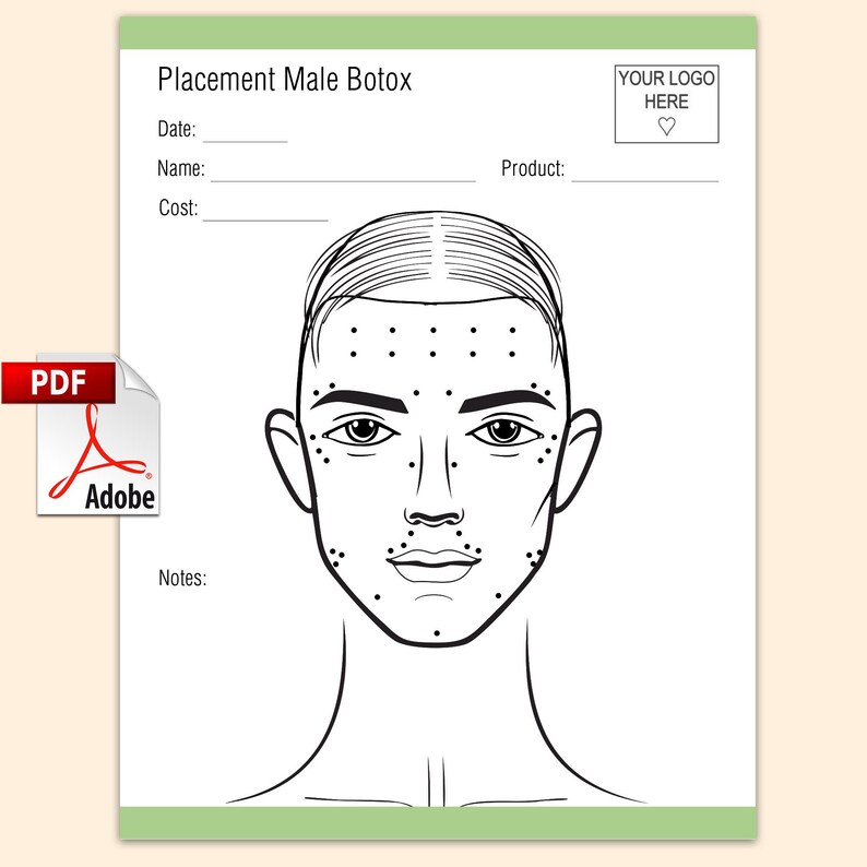 Placement Male Botox Template PDF Document, Small Business Fillable ...