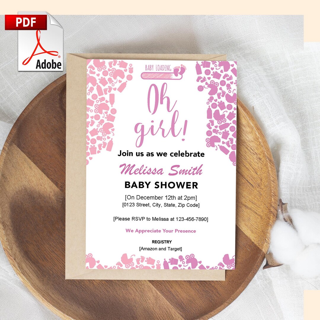 Digital Baby Shower Card and Poster Where You Can Personalized Name and ...
