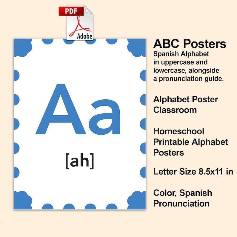 Spanish Alphabet Posters for Printing, ABC Posters Classroom, Language ...