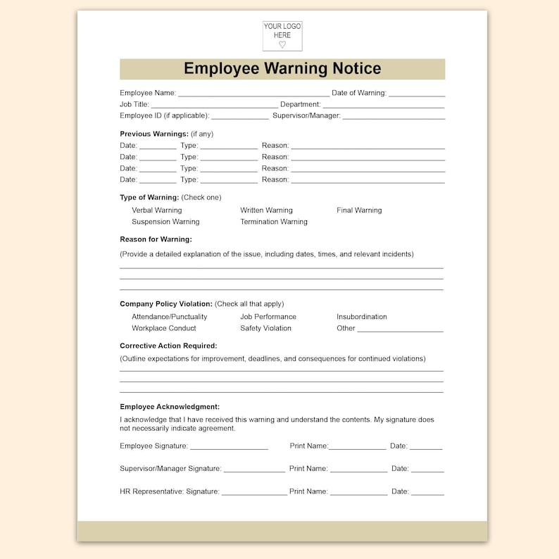 5 Employee Warning Notice Letter Templates, PDF Acrobat Document ...