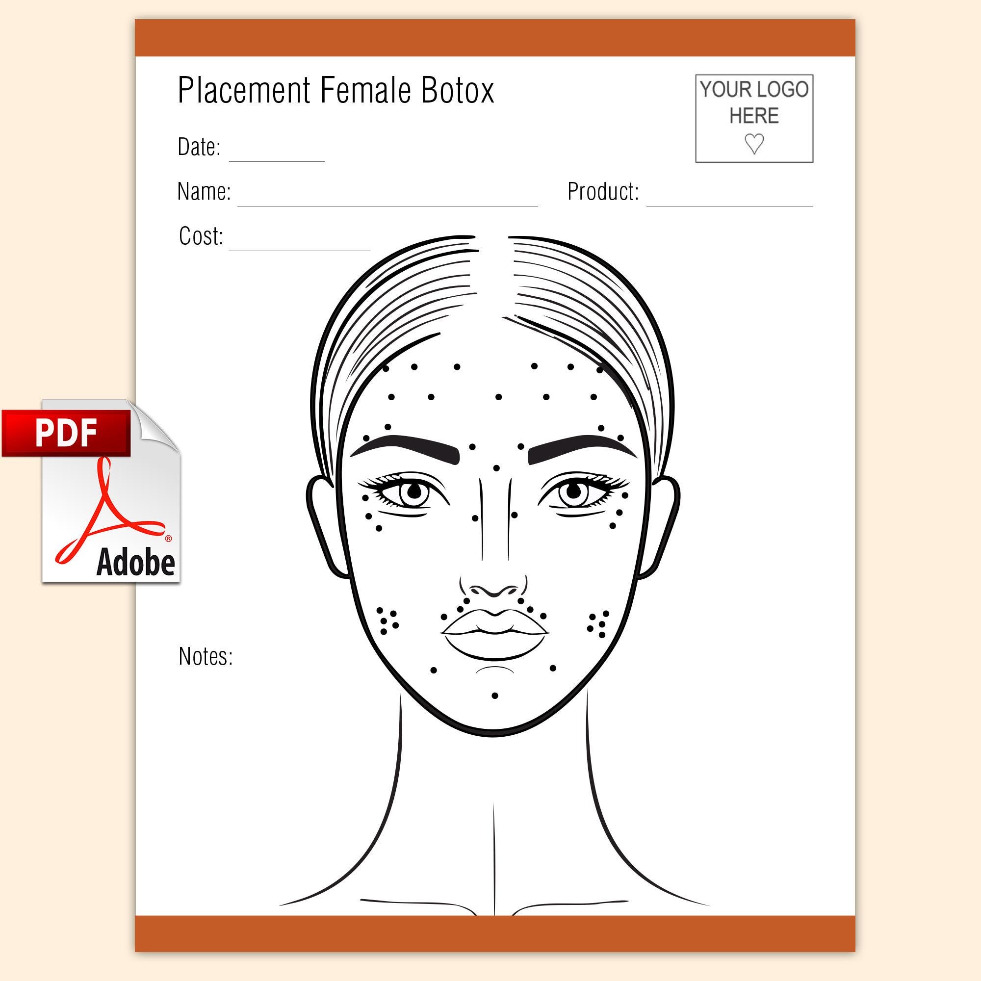 Placement Female Botox Template PDF Document, Small Business Fillable ...