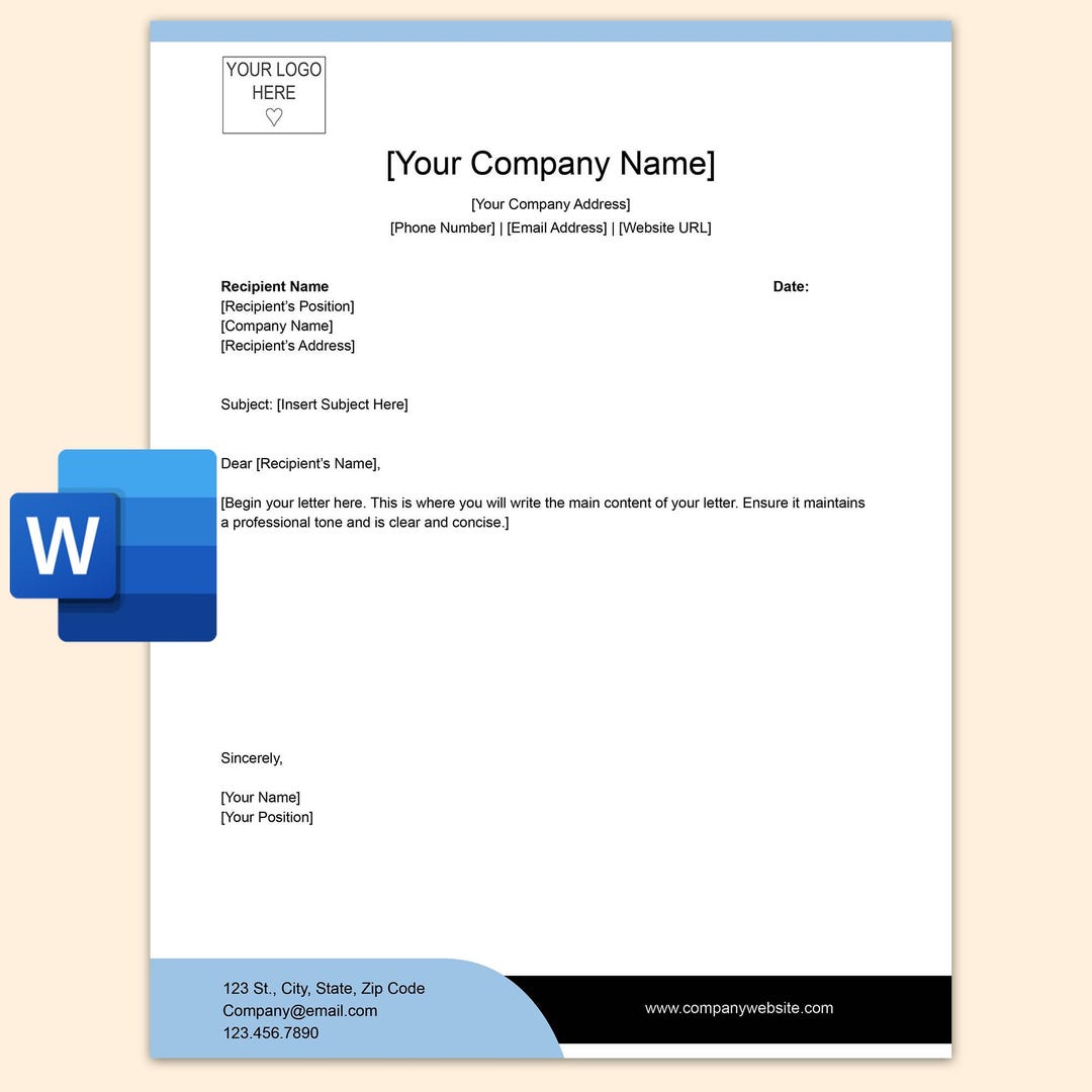 Letter Head Template Word Document, Business Letter Head , Custom ...