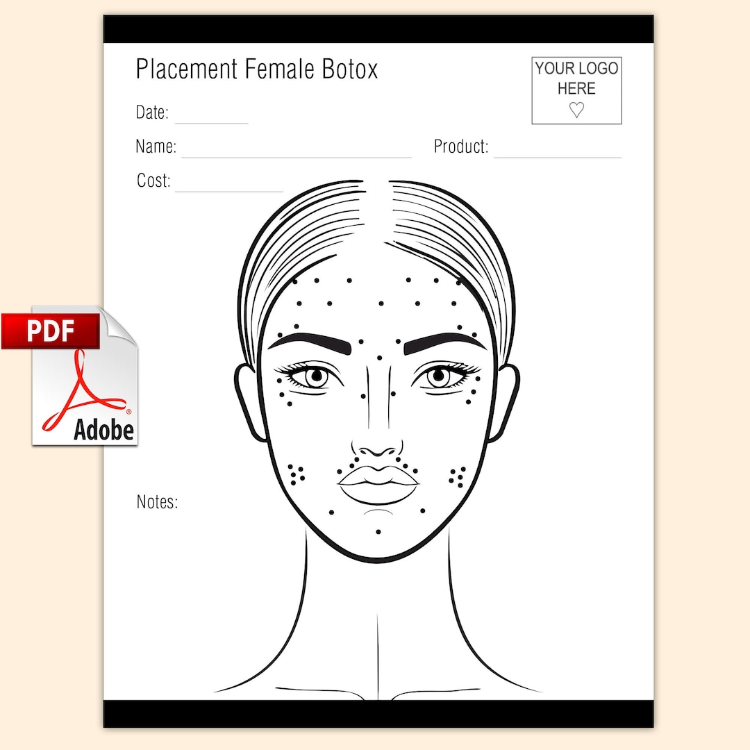 Placement Female Botox Template PDF Document, Small Business Fillable ...