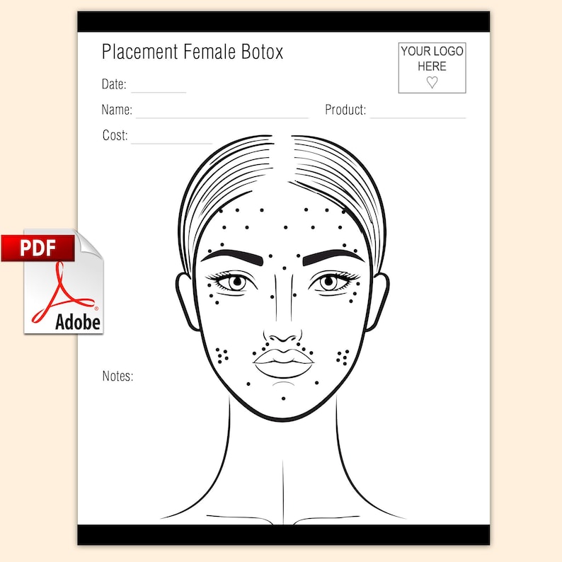 Placement Female Botox Template PDF Document, Small Business Fillable ...