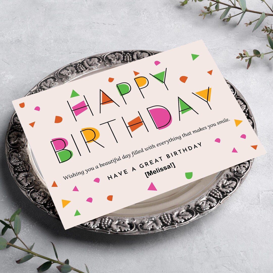 Digital Happy Birthday Card Where You Can Personalized Name or Just Not ...