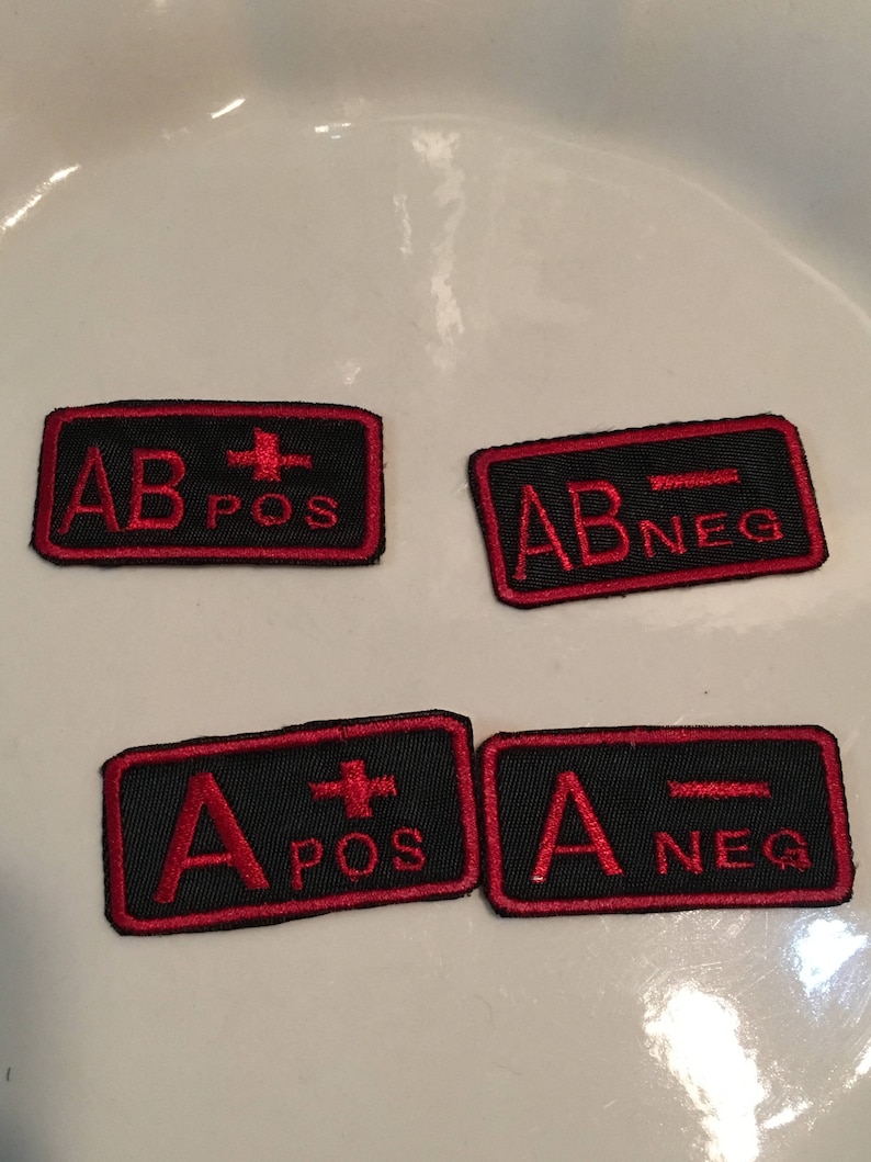 Blood Type Embroidered Hook Only Patch Sew on Patch A Positive A ...