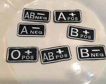 Blood Type Embroidered Hook Only Patch Sew on Patch A Positive | Etsy