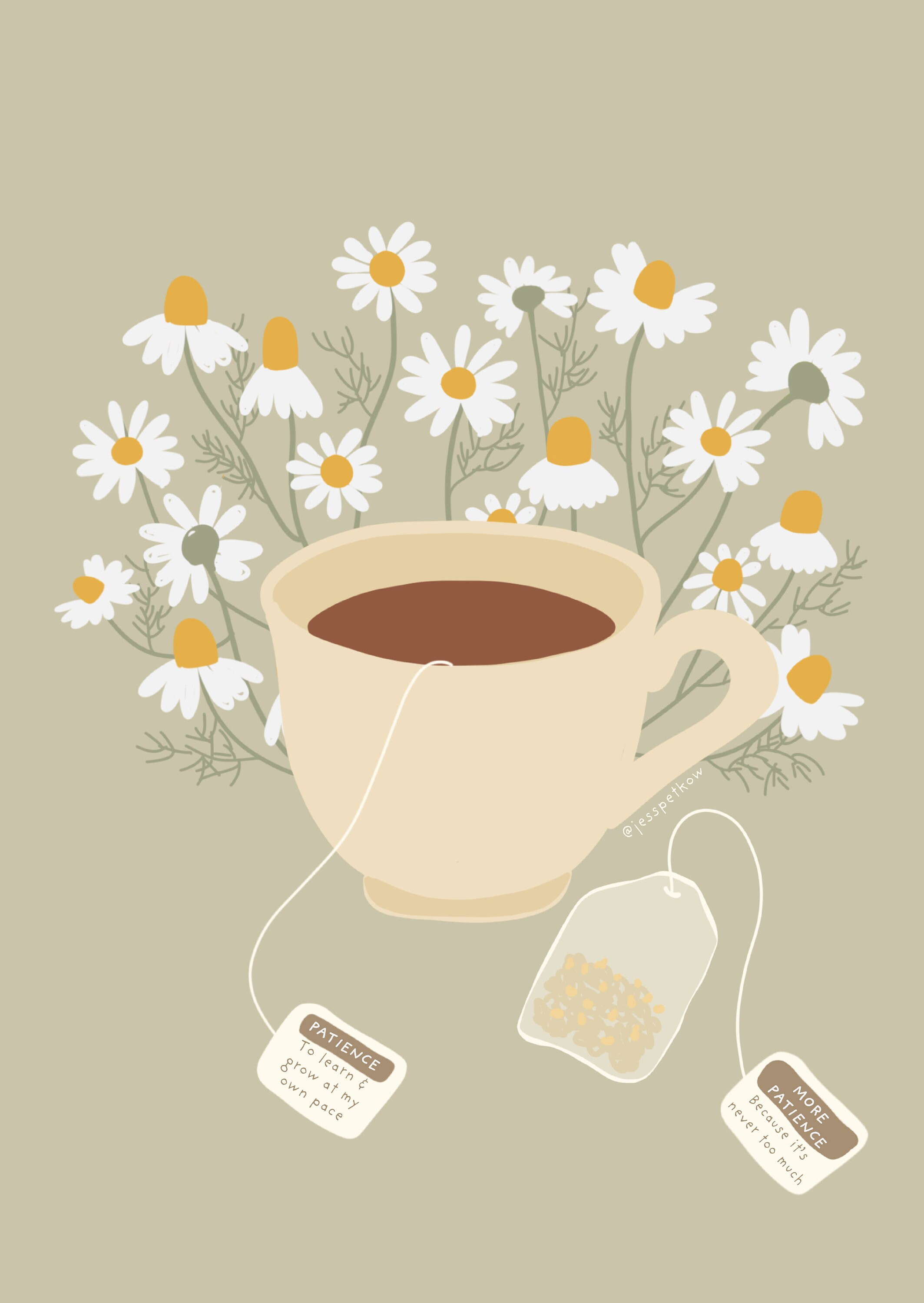 Patience Tea Art Plant Lovers Poster Art Tea Lovers Art Plants & Tea ...