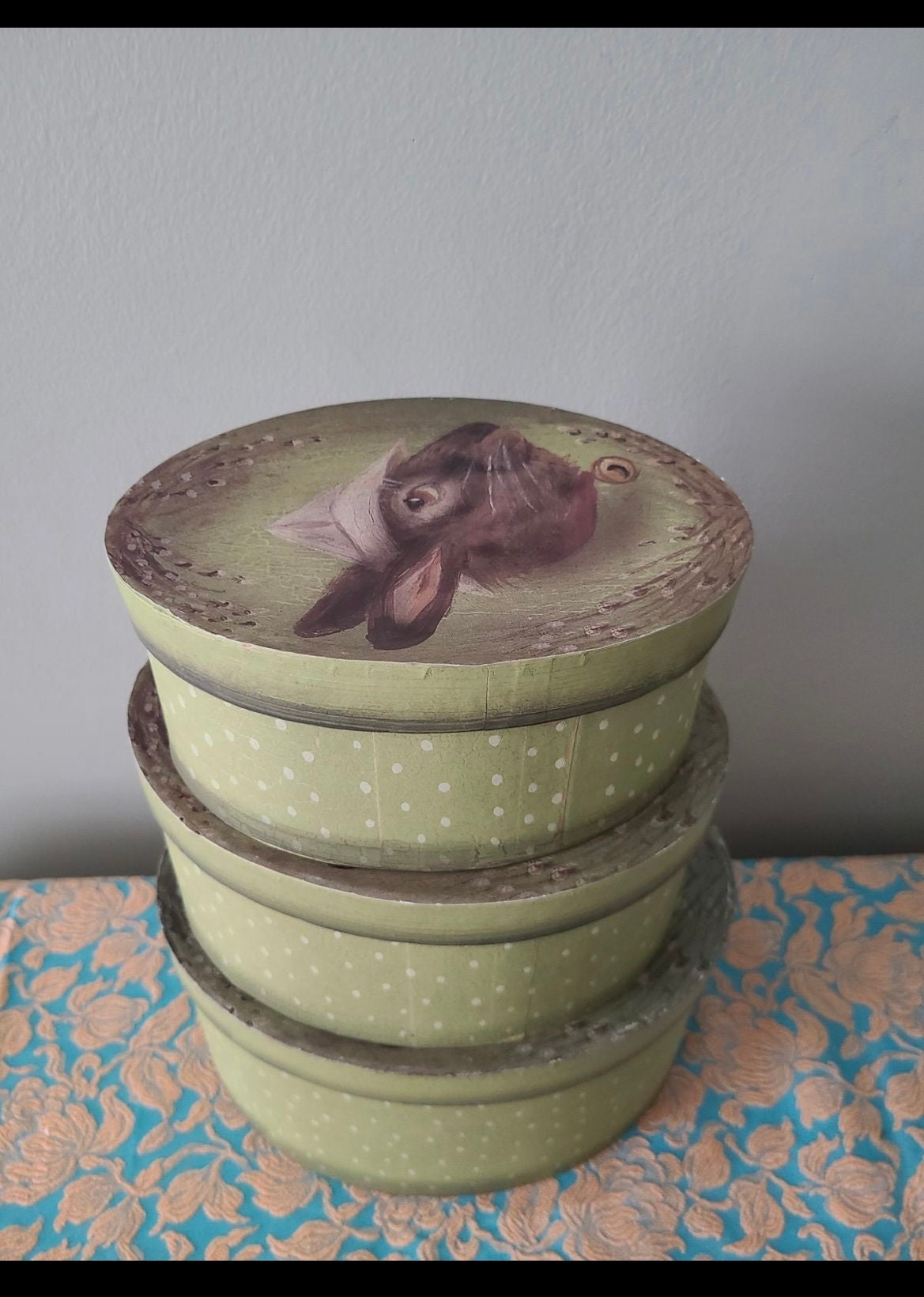Hand Painted Bunny Nesting Box - Etsy