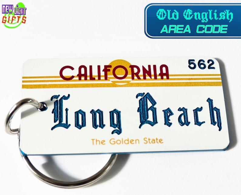 Long Beach Keychain Bag Charm Tag 1980s Retro Style Collectible Key ...