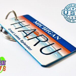 Personalized Michigan State License Plate Keychain Tag - Vintage ...