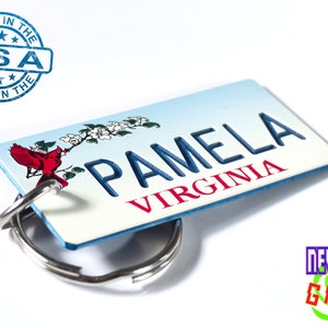 Personalized Virginia State License Plate Custom Keychain Tag - Key Tag ...