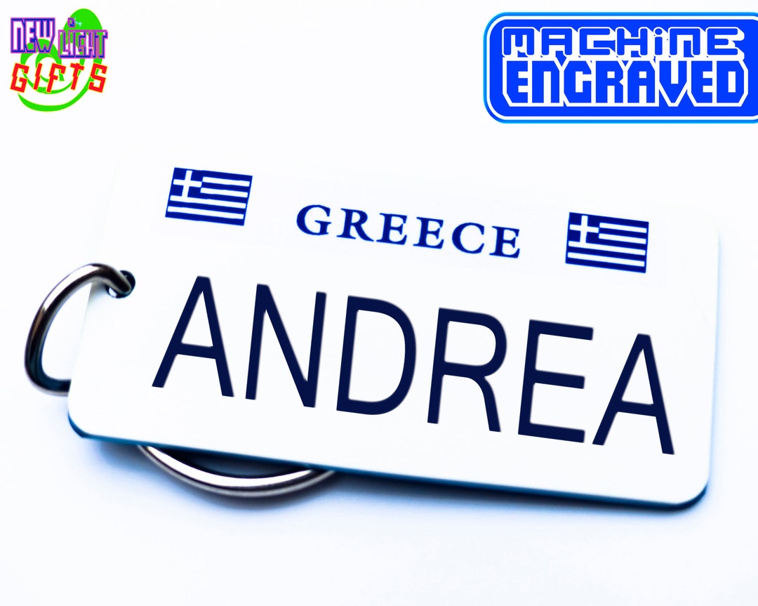 Custom Greece Keychain Tag - Engraved - Personalized Greece Trip ...