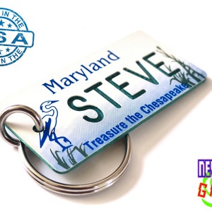 Personalized Maryland State License Plate Keychain Tag - Engraved ...