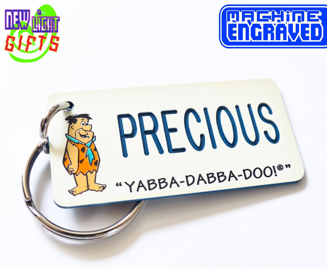 Personalized Fred Flintstone Plate Keychain Tag- Vintage Cartoon ...