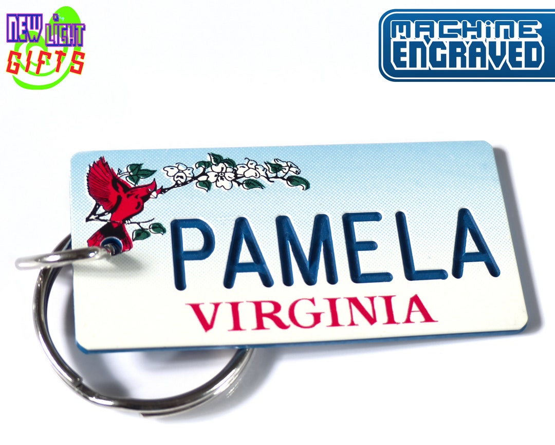 Personalized Virginia State License Plate Custom Keychain Tag - Key Tag ...