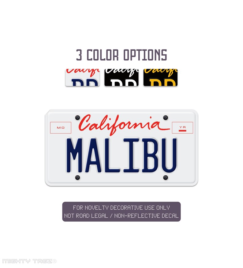 MIGHTY TAGZ Personalized California Novelty License Plate Decal Sticker ...