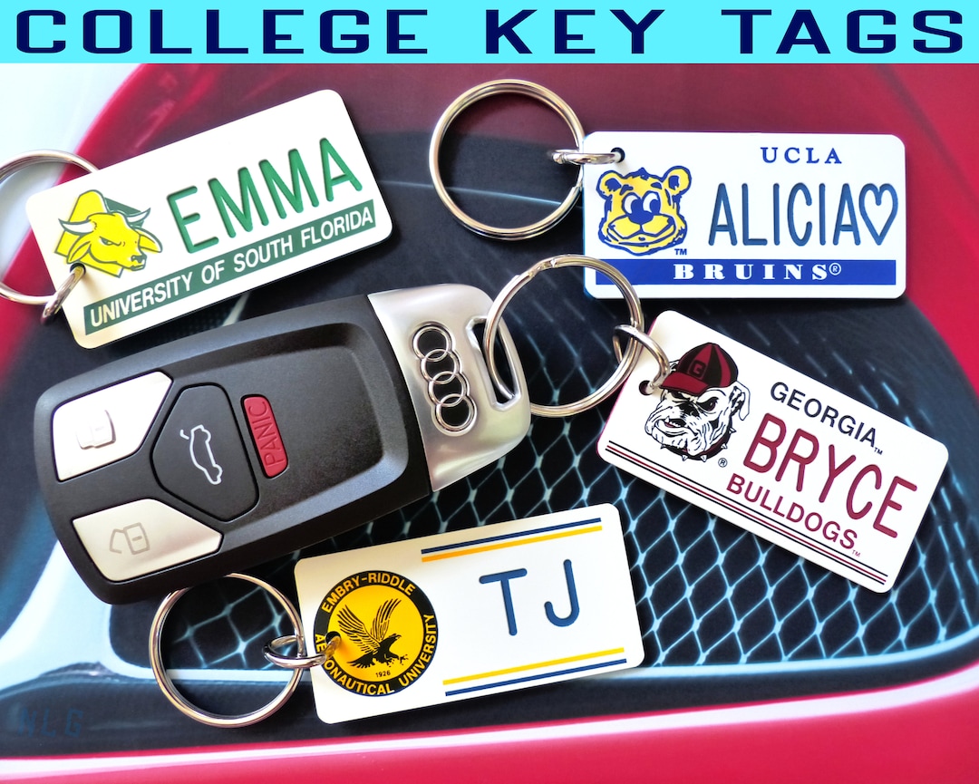 Personalized College University Keychain Tags - Machine Engraved ...