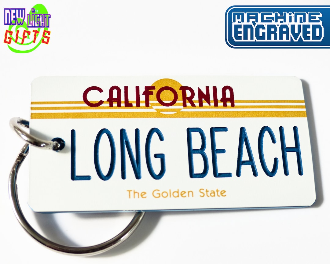 Long Beach License Plate Keychain Tag - 1980s Vintage Sun Plate ...