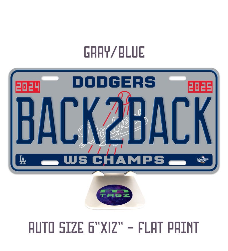 Dodgers Back-to-back 2025 World Series Champs License Plate Tag - 6"x12 ...