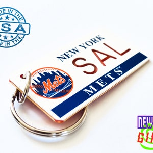 Personalized NY Mets Keychain Tag Retro Key Tag Custom Engraved Fan ...