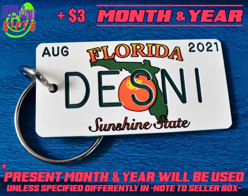 Personalized Florida Keychain Tag Custom Engraved License - Etsy