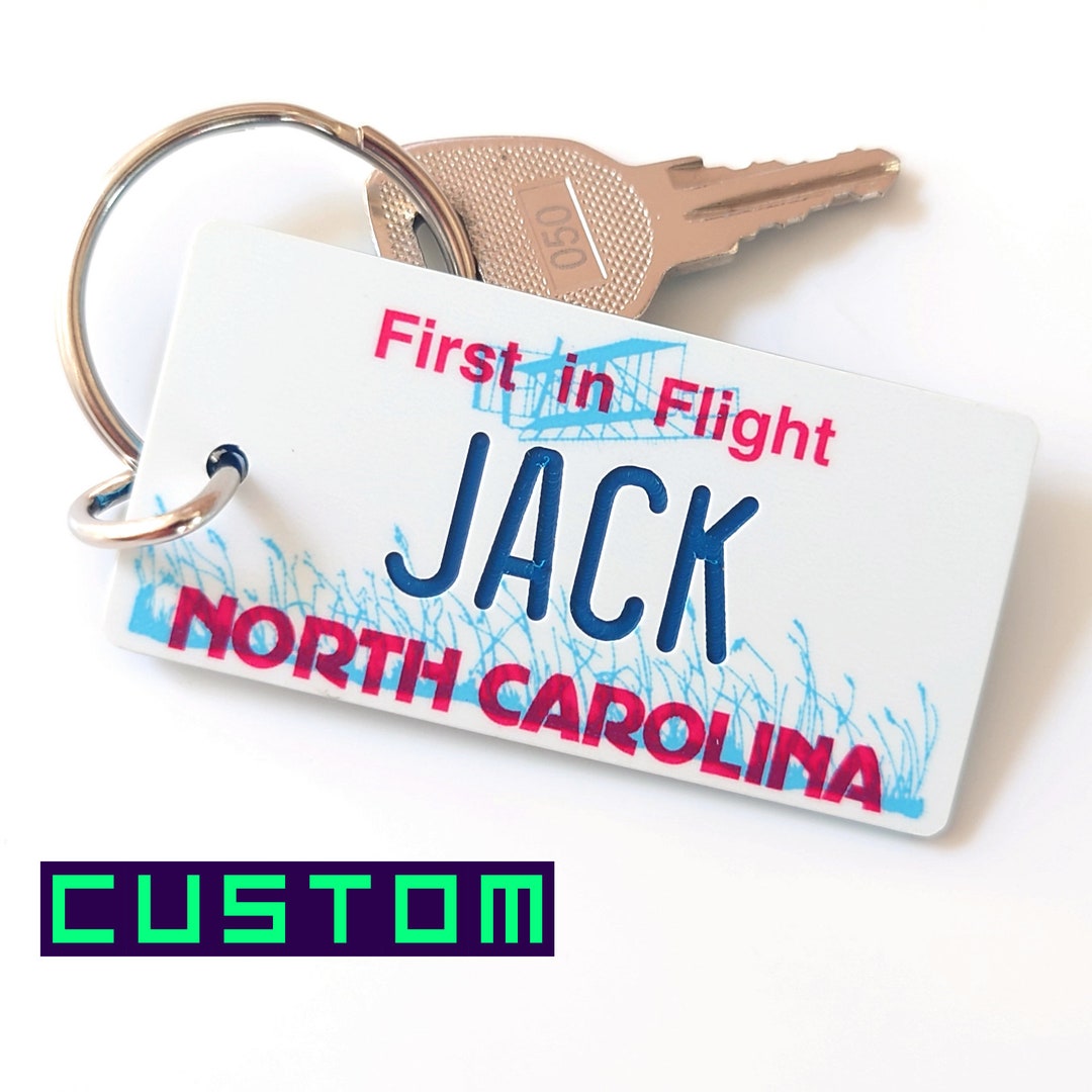 Personalized North Carolina License Plate Keychain Tag - Vintage ...