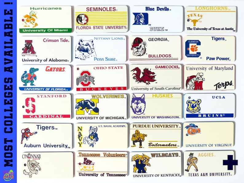 Personalized College University Keychain Tags - Machine Engraved ...
