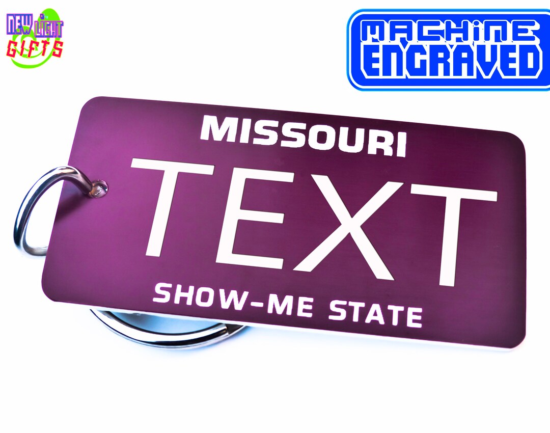 Personalized Missouri State License Plate Keychain Tag - Machine ...
