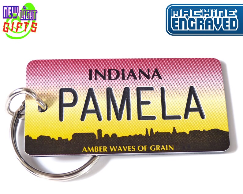 Personalized Indiana State License Plate Custom Keychain Tag - Etsy